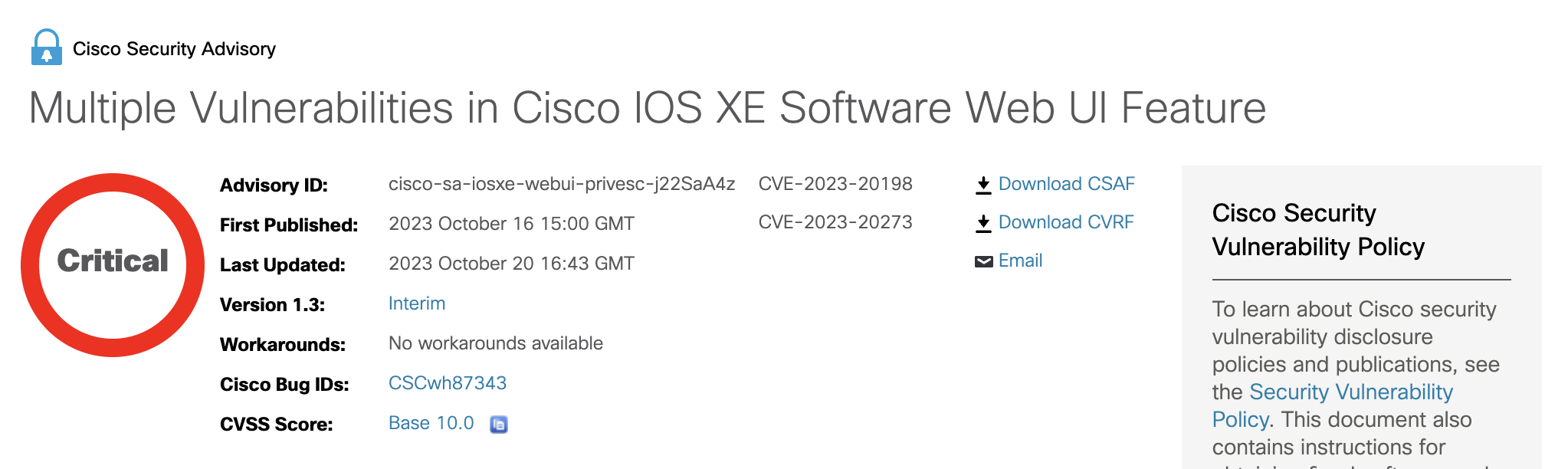 Uwaga, dwa krytyczne exploity na urządzenia Cisco. IOS XE / konsola ... Uwaga, dwa krytyczne exploity na urządzenia Cisco. IOS XE / konsola ...